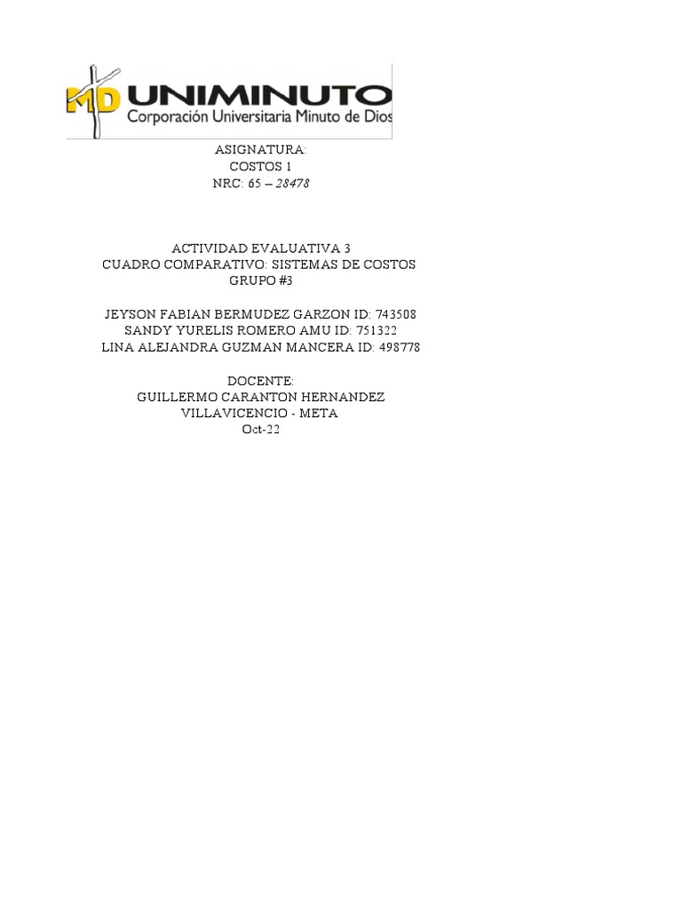 Costos1 Actividad 3 .. | PDF | Servicios financieros | Contabilidad financiera