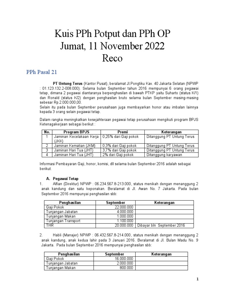 PPh POTPUT DAN OP | PDF