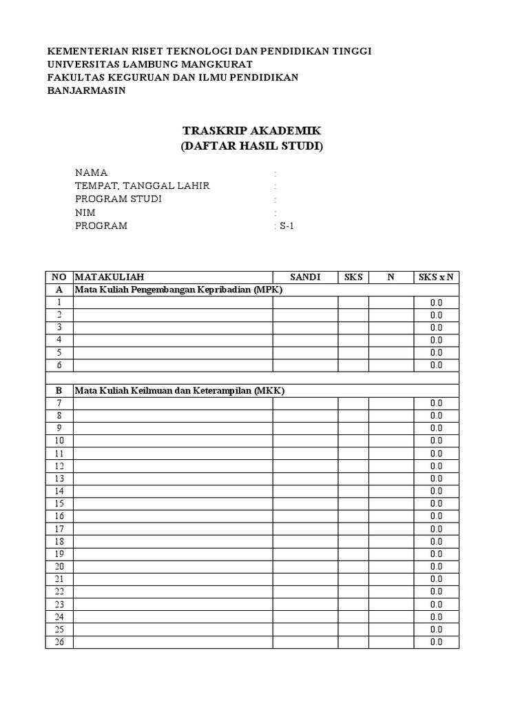 Konsep Transkrip | PDF