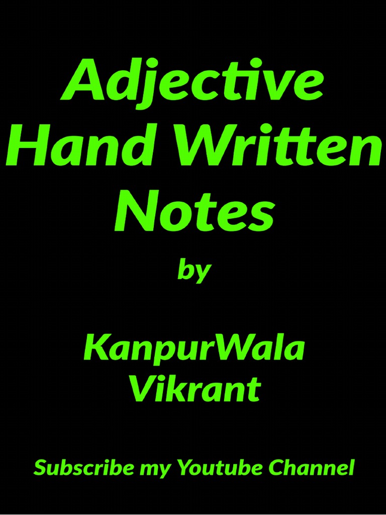 Adjective Hand Written Notes | PDF | Syntax | Morphology