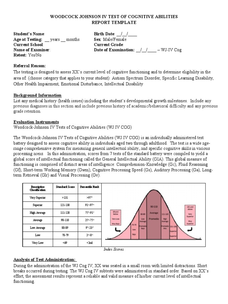 Woodcock-Johnson IV Cognitive Report | PDF | Memory | Recall (Memory)