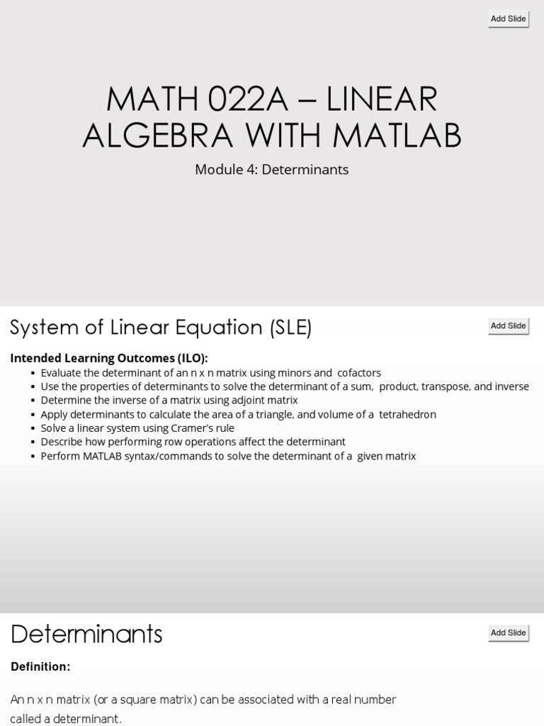 Module 4 Week 4 | PDF | Determinant | Matrix (Mathematics)