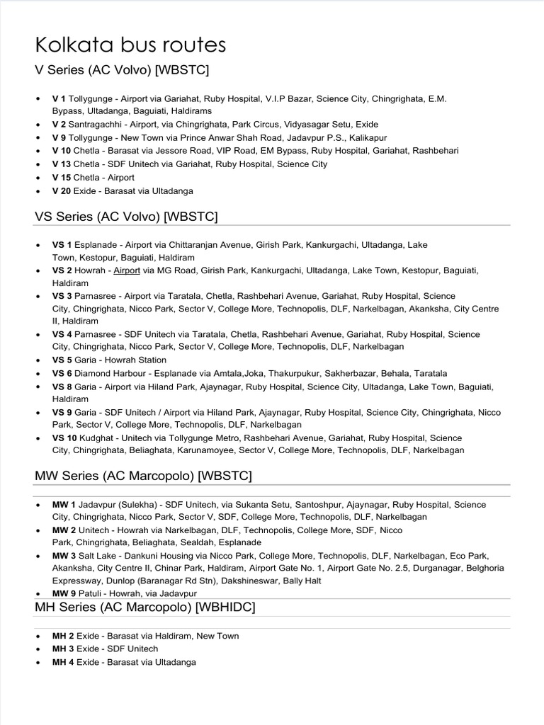 Kolkata Bus Route 5634f7a92f758 | PDF | Kolkata