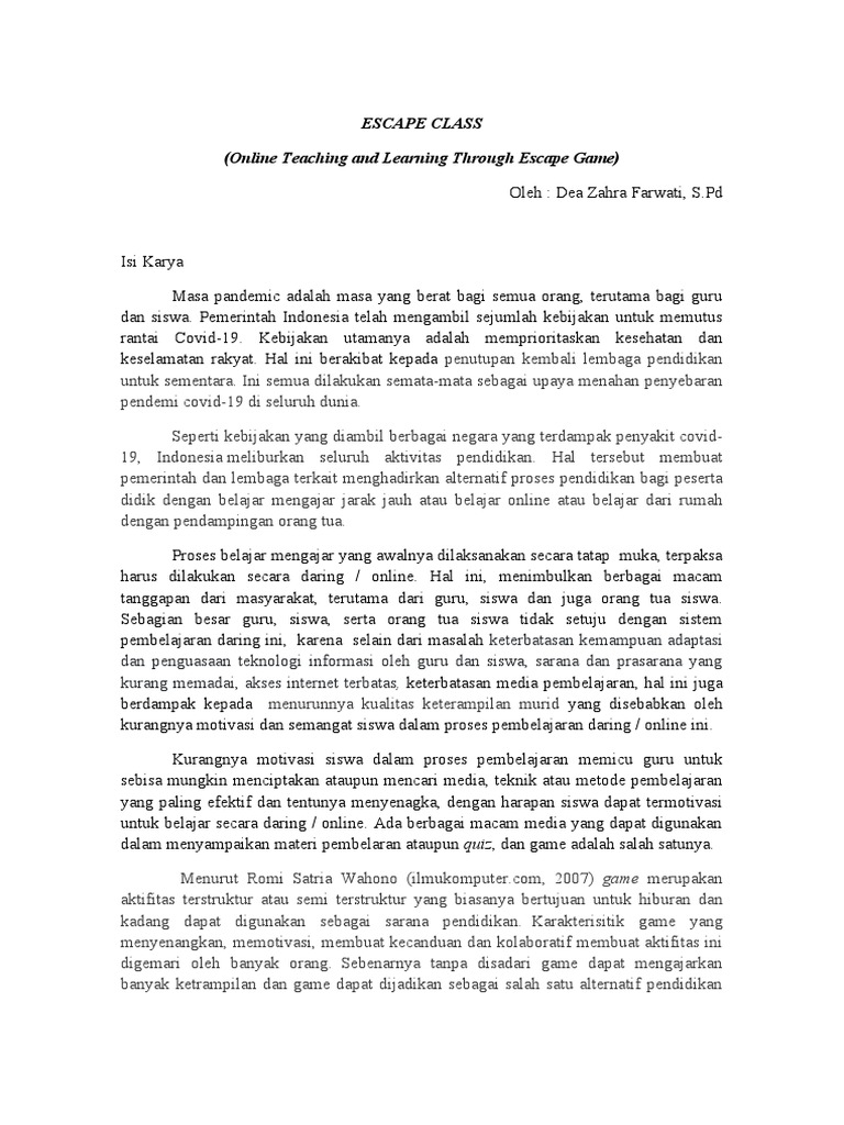 "Escape Class: Game Edukasi Daring" | PDF | Ilmu Sosial