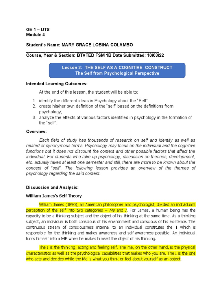 Module 4 UTS | PDF | Id | Self Concept