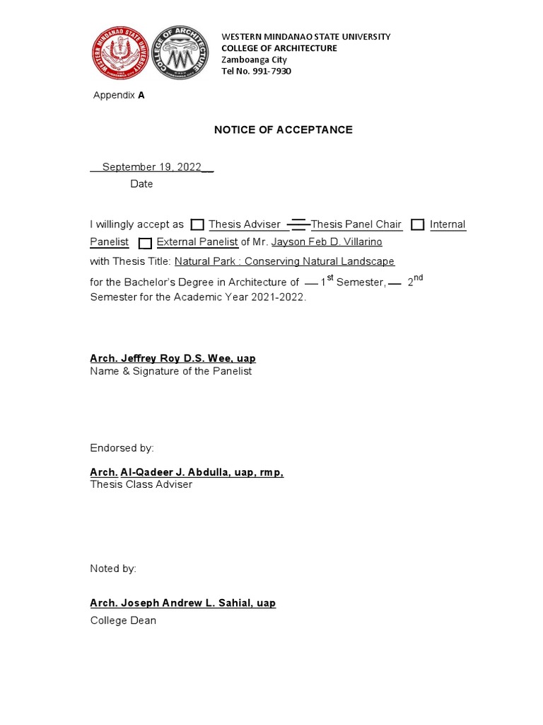 Notice of Acceptance | PDF | Thesis | Academia