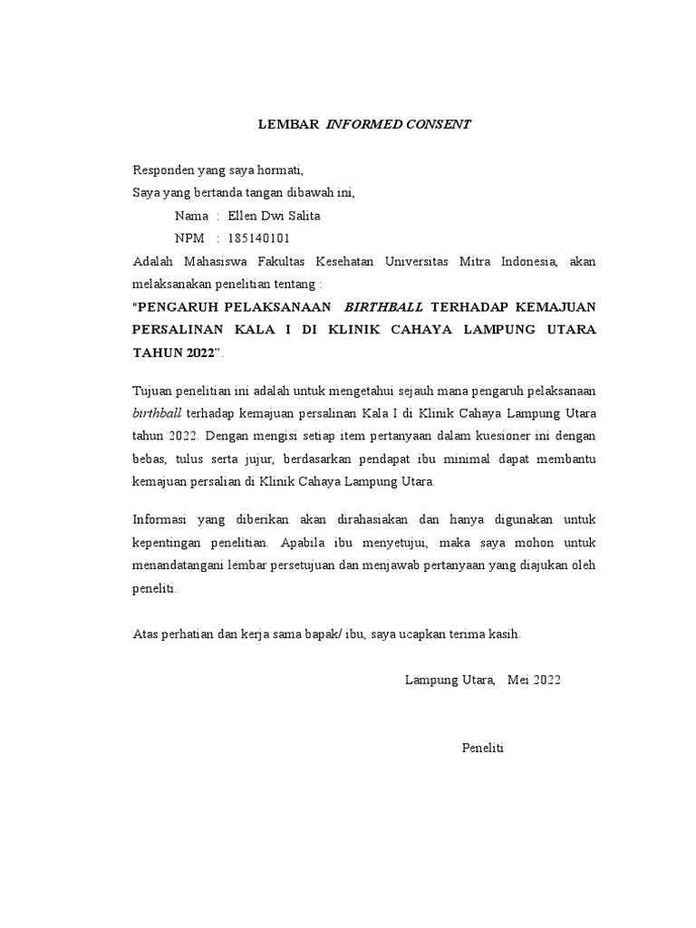 Lembar Informed Consent Ellen Dwi Salita Revisi Pdf