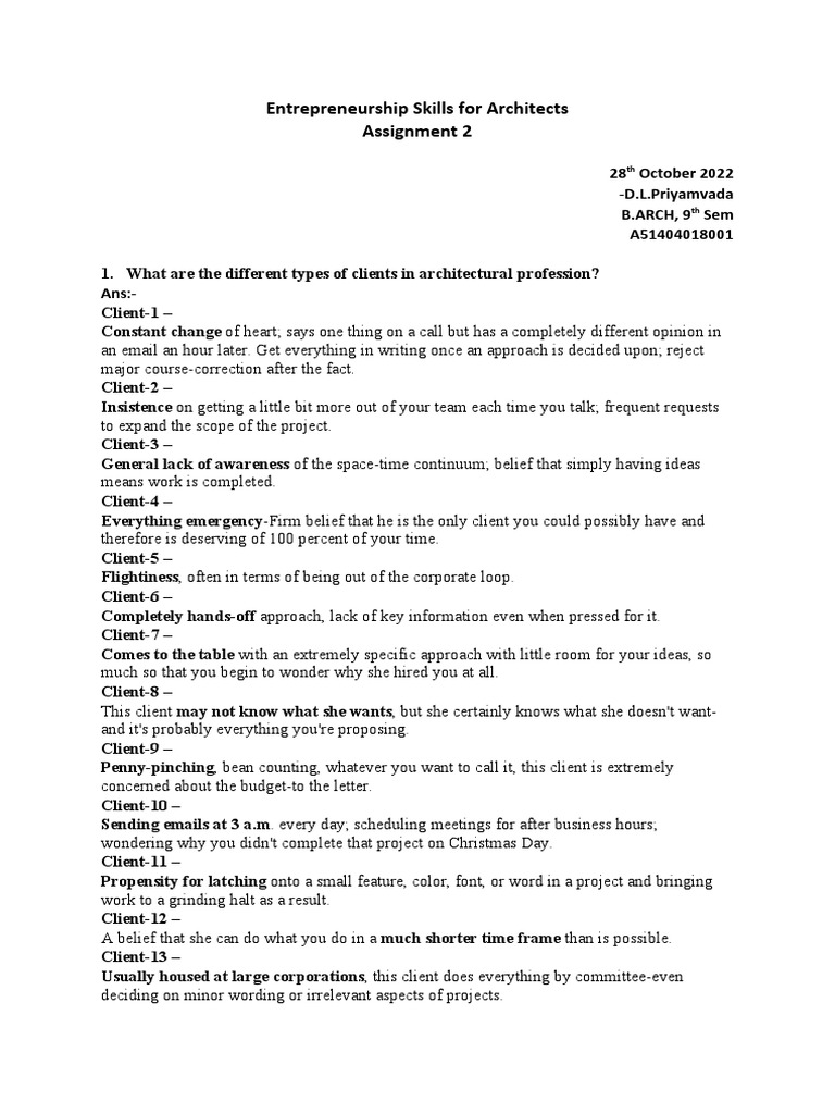 ESA Assignment 2 | PDF | Architect