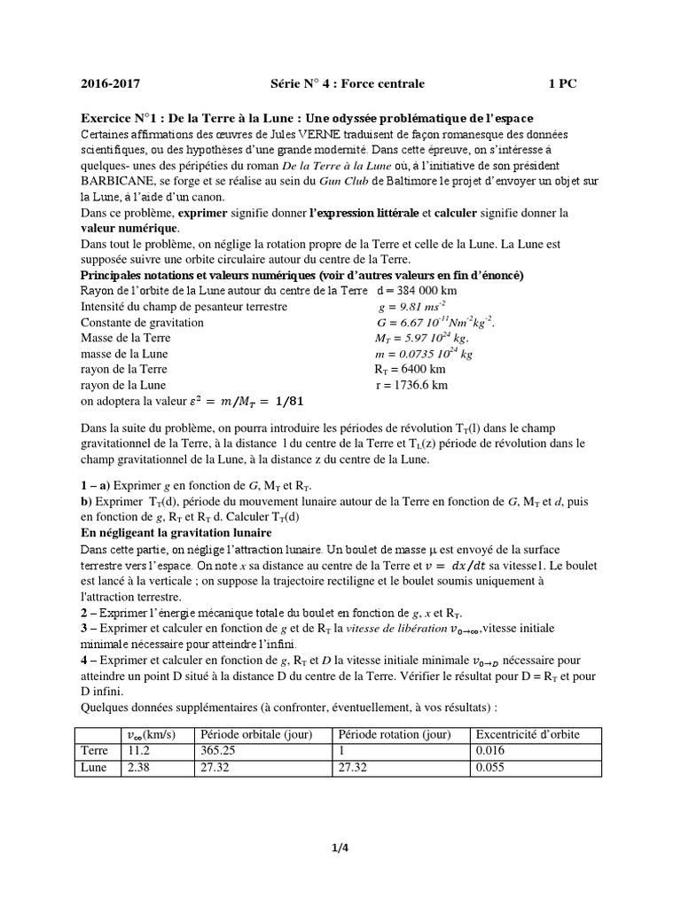 Serie Force Centrale Énoncé | PDF | Satellite | Orbite
