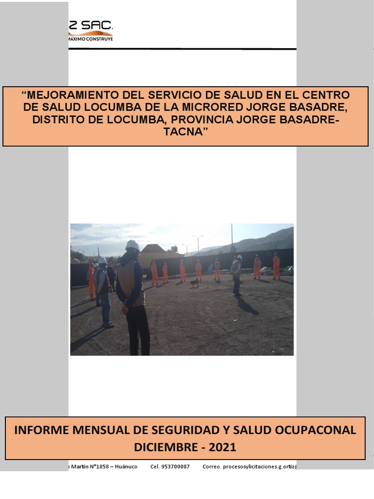 Mejoras en seguridad y salud ocupacional en obra de mejoramiento de ...