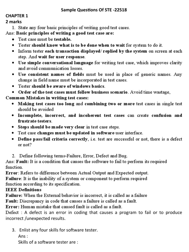 Sample Questions of STE | PDF | Software Testing | Unit Testing