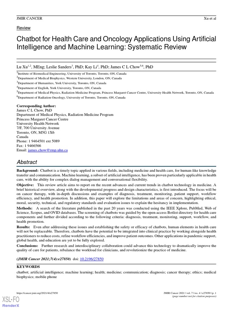 Chatbot For Health Care and Oncology Applications Using Artificial Intelligence and Machine ...
