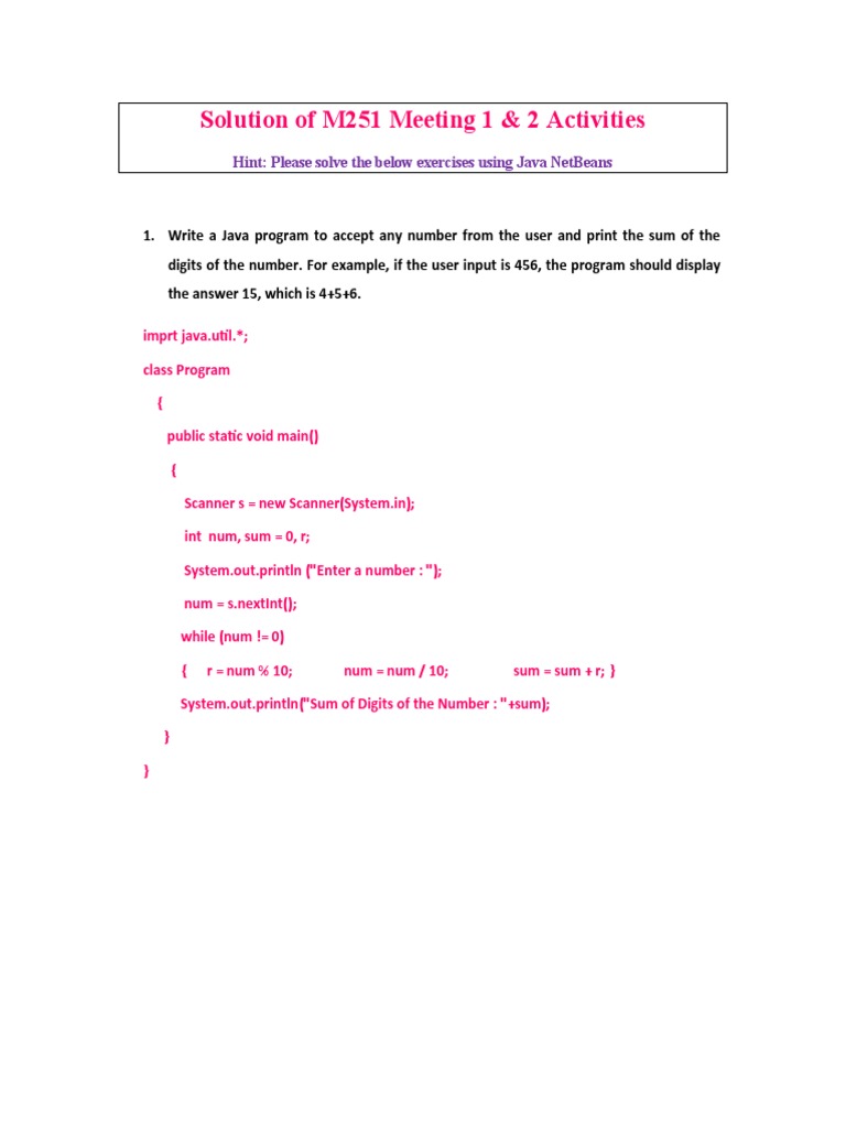 M251_Meeting 1-2_ Activity_Solution | PDF | Array Data Structure | Programming Paradigms