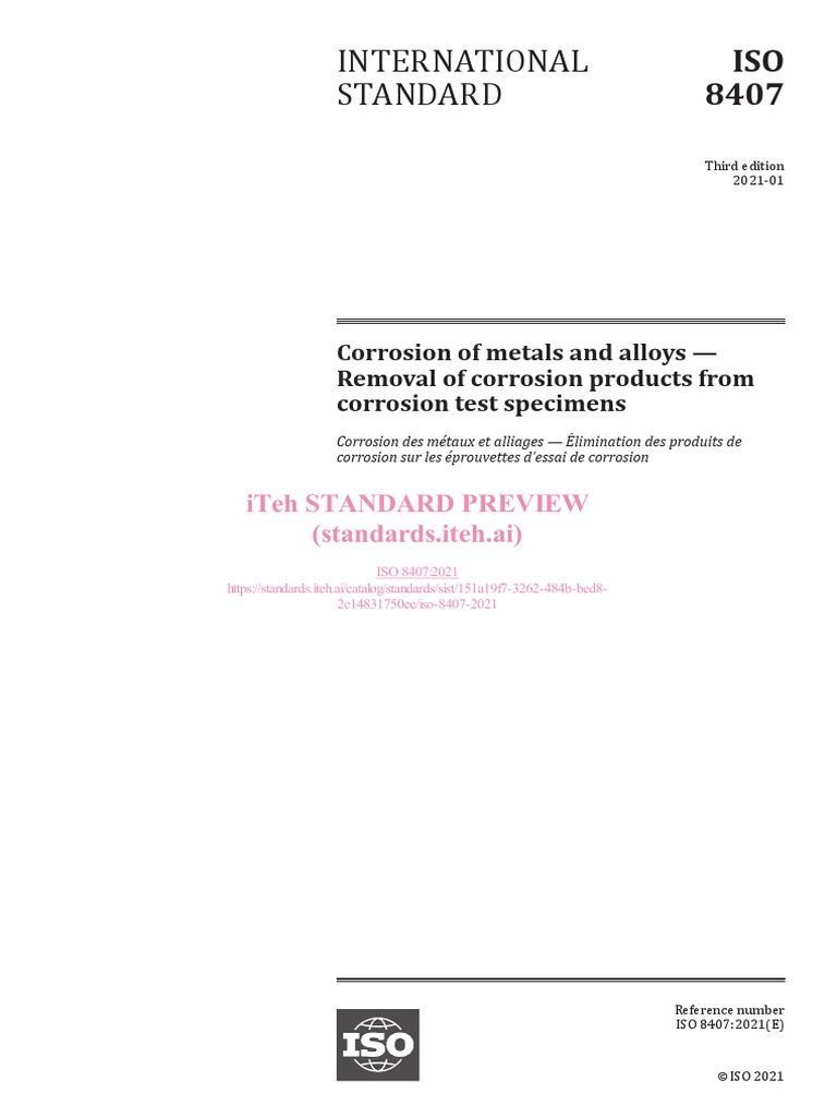 Iso 8407 2021 | PDF | Corrosion | International Organization For ...