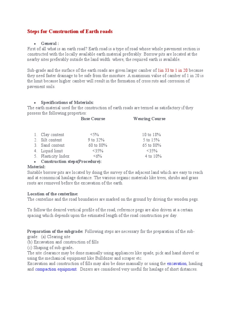 Earth Road | PDF | Road | Road Surface