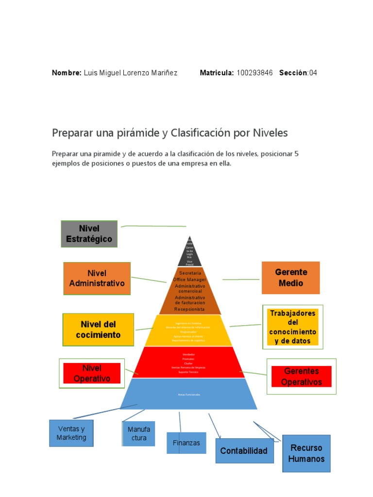 Clasificación de puestos en una pirámide jerárquica de acuerdo a su ...
