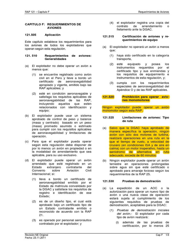 Rap 121 Ne Cap F Peru Pdf Aeropuerto Aviación