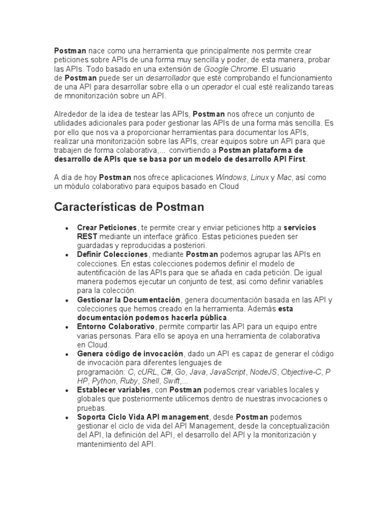 Postman | PDF | Computación en la nube | Arquitectura de Computadores