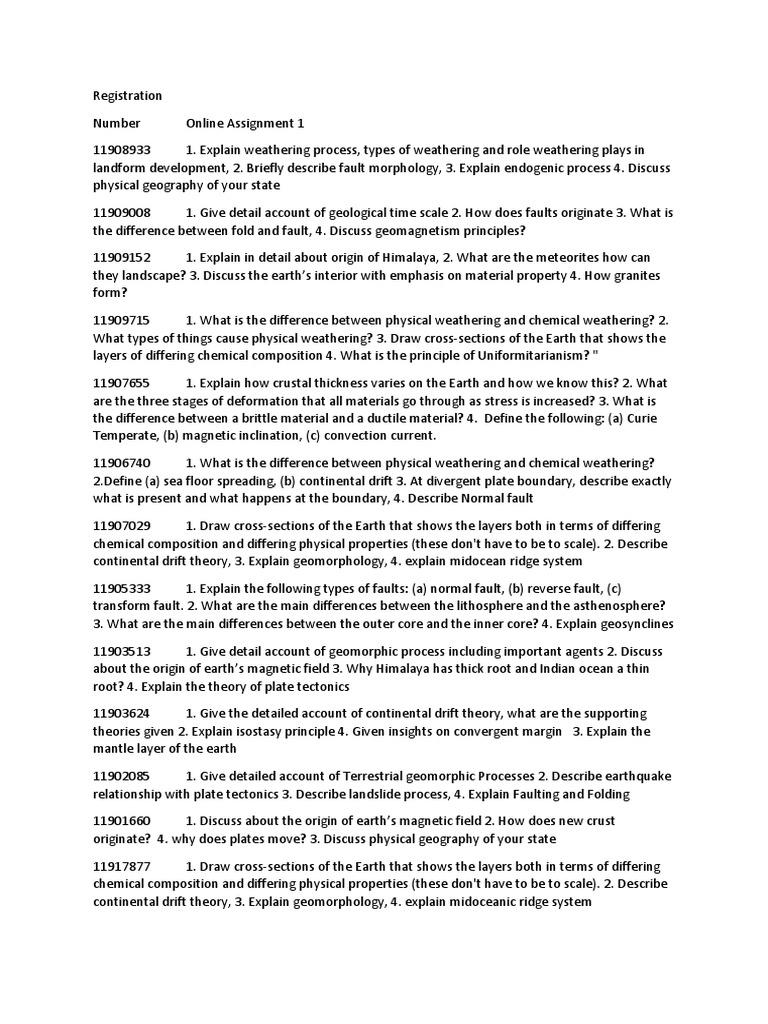 Assignment 1 | PDF | Plate Tectonics | Earth