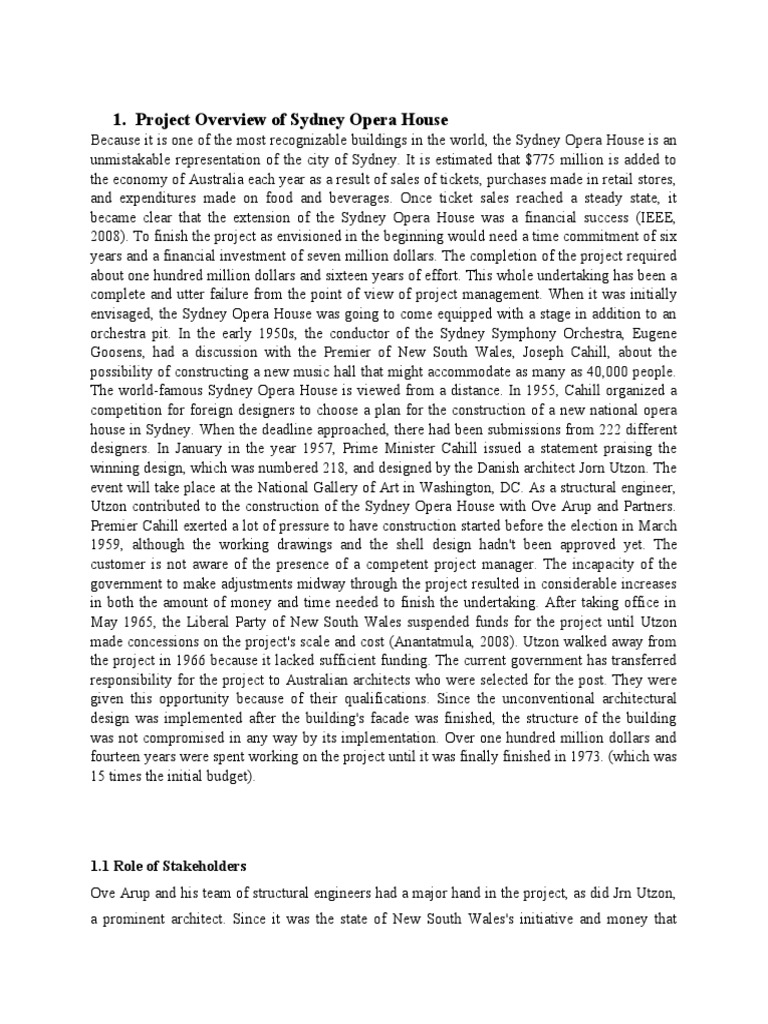 UWS Project Overview of Sydney Opera House - Edited | PDF | Tourism ...