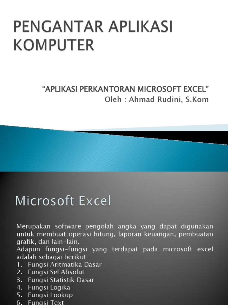 Aplikasi Perkantoran Microsoft Excel Oleh - Ahmad Rudini, S.kom | PDF | Metode & Bahan Ajar ...