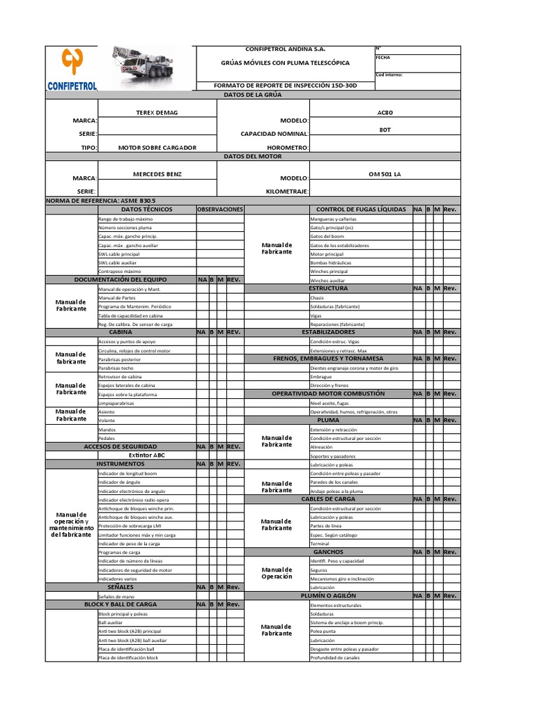 Checklist AC80 | PDF | Vehículos | Ingeniería mecánica