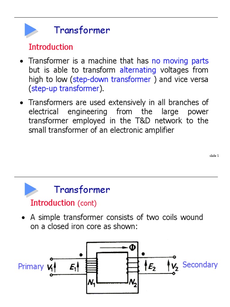 Transformer PPT For First Year | PDF | Transformer | Electrical Impedance