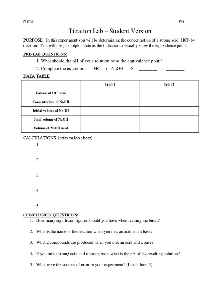 Titration Lab | Download Free PDF | Titration | Chemistry