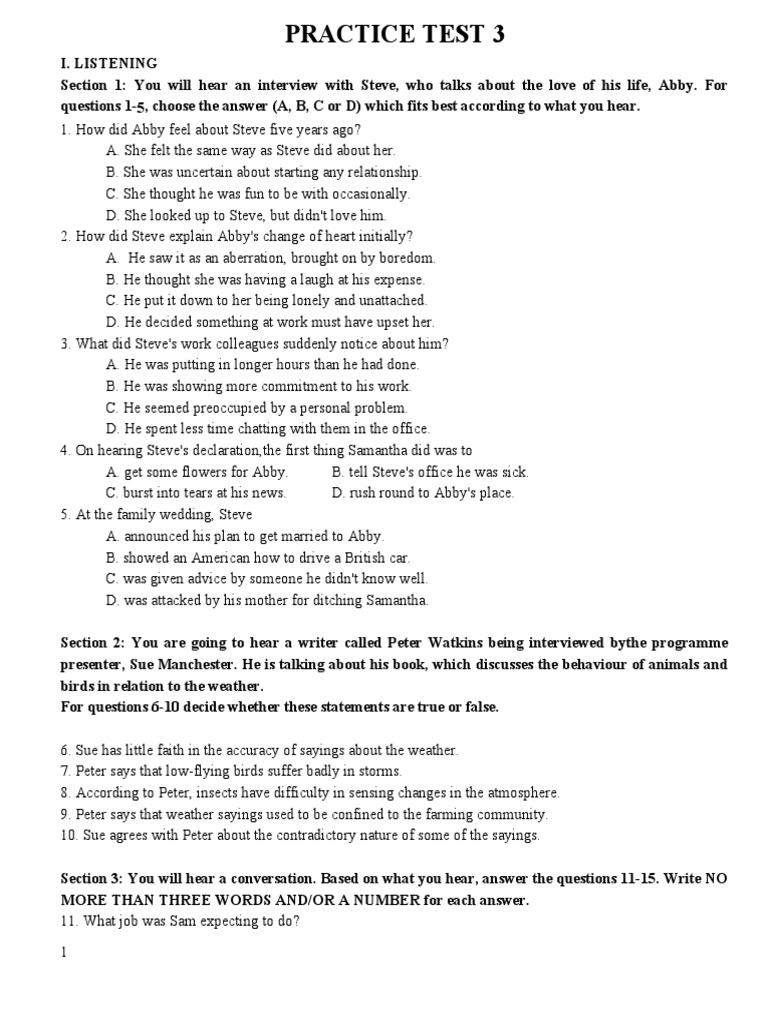 Practice Test 3 | PDF | Flight Attendant