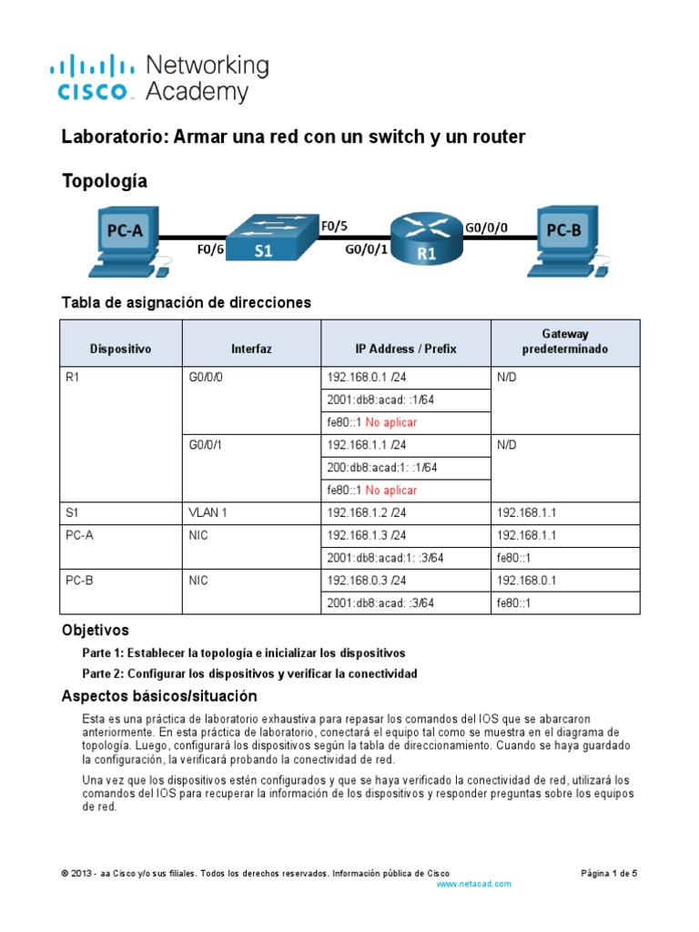 10.4.4 Lab - Build A Switch and Router Network-TAREA | PDF | Enrutador (Computación) | Yo Pv6