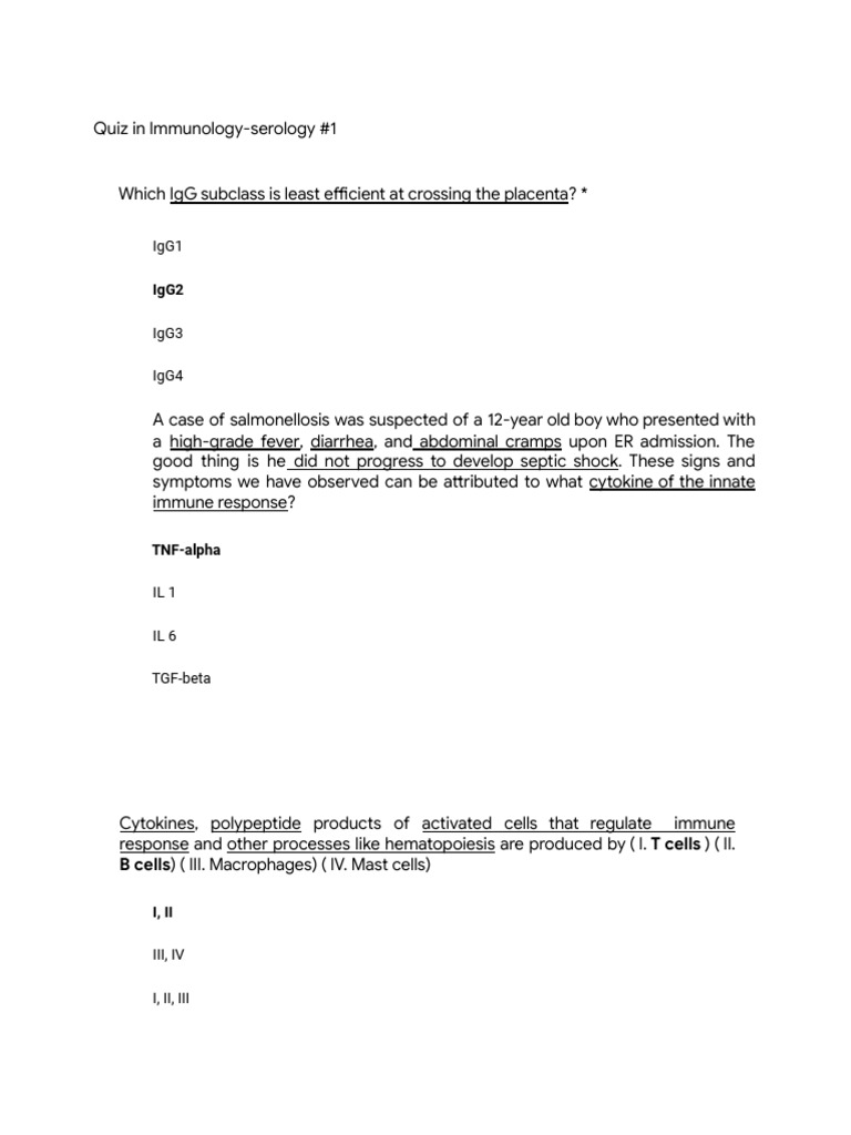 Immunology And Serology Quiz 1 1 Pdf Antibody Complement System