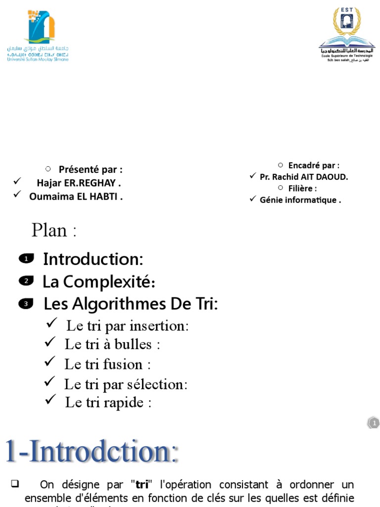 Les Algorithmes de Tri | PDF | Théorie de la complexité (informatique ...
