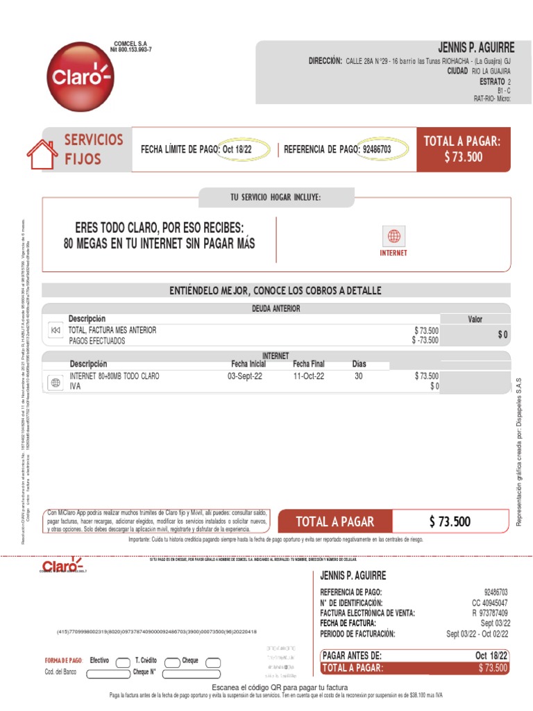 Factura Claro | PDF | Bancario | Dinero