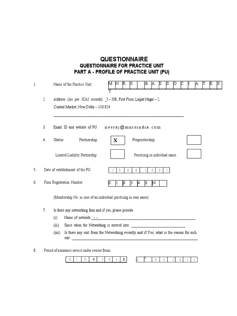 ICAI Peer Review Questionnaire Guide | PDF | Audit | Human Resources