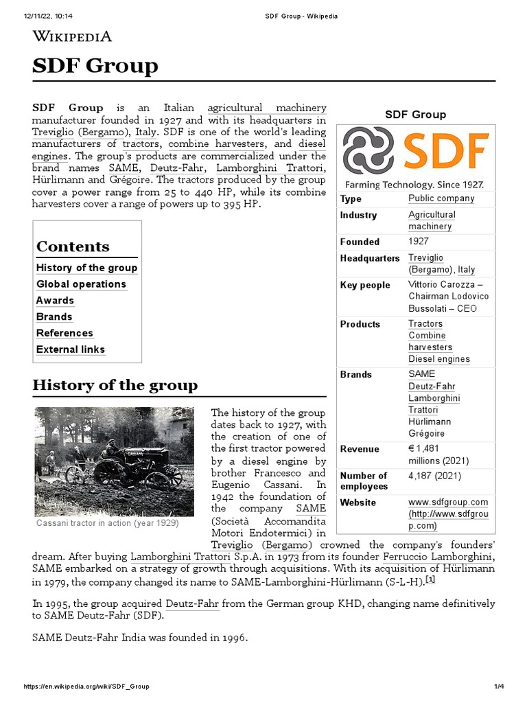 Sdf Group Wikipedia Pdf Agricultural Machinery Heavy Equipment