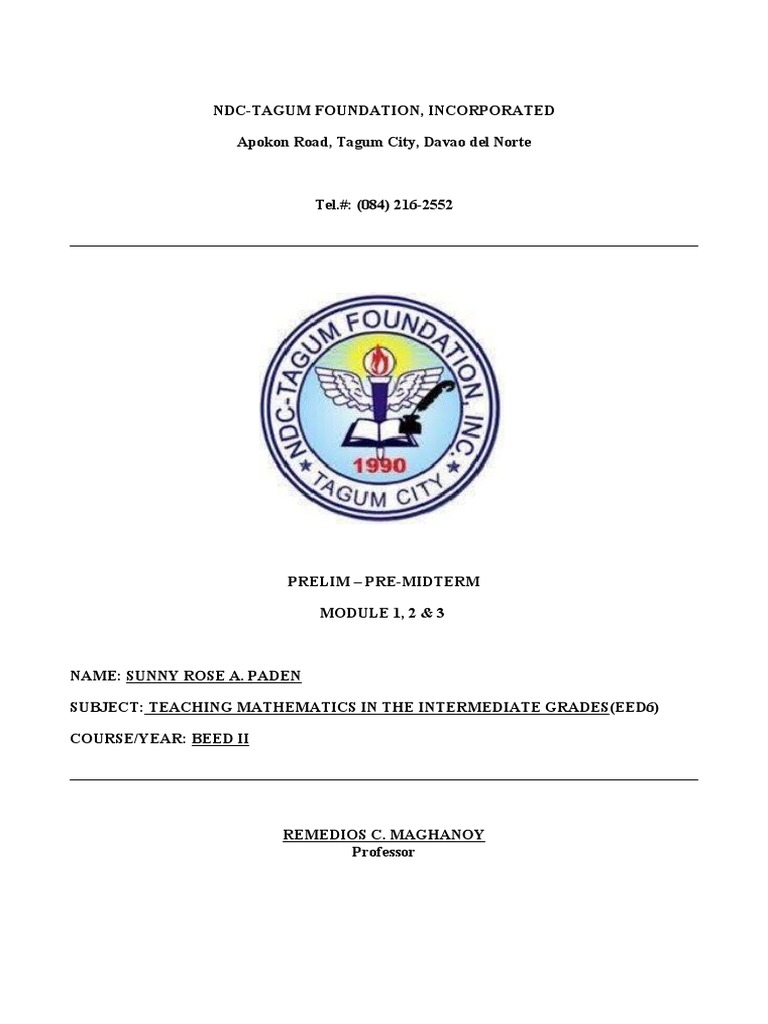 Mathematics in Intermediate Grades Module 1 | PDF | Division ...