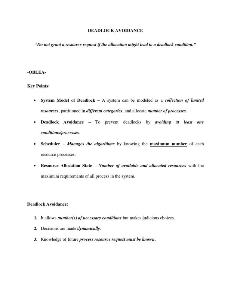 Deadlock Avoidance | PDF | Concurrency (Computer Science) | Concurrent Computing