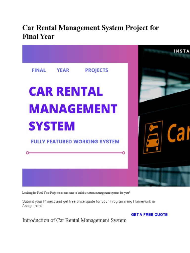 Car Rental Management System | PDF | Employment | Car Rental