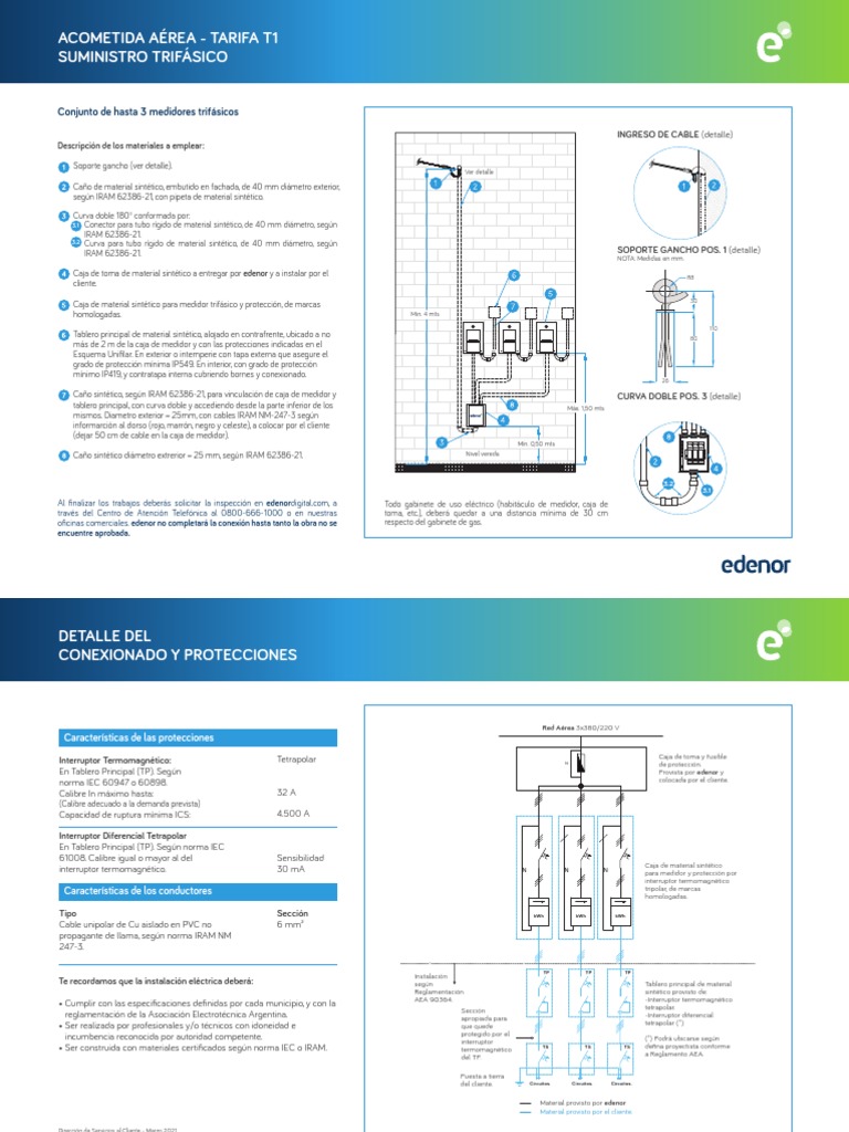 Instalación de Acometida Trifásica | PDF | Cableado eléctrico | Cable