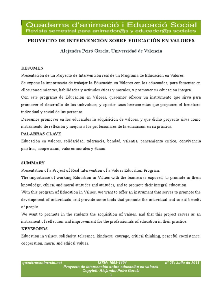 Educacion en Valores | PDF | Tolerancia | Derechos humanos