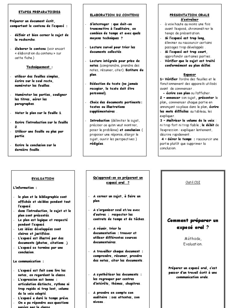 Préparer un Exposé Oral Efficace | PDF