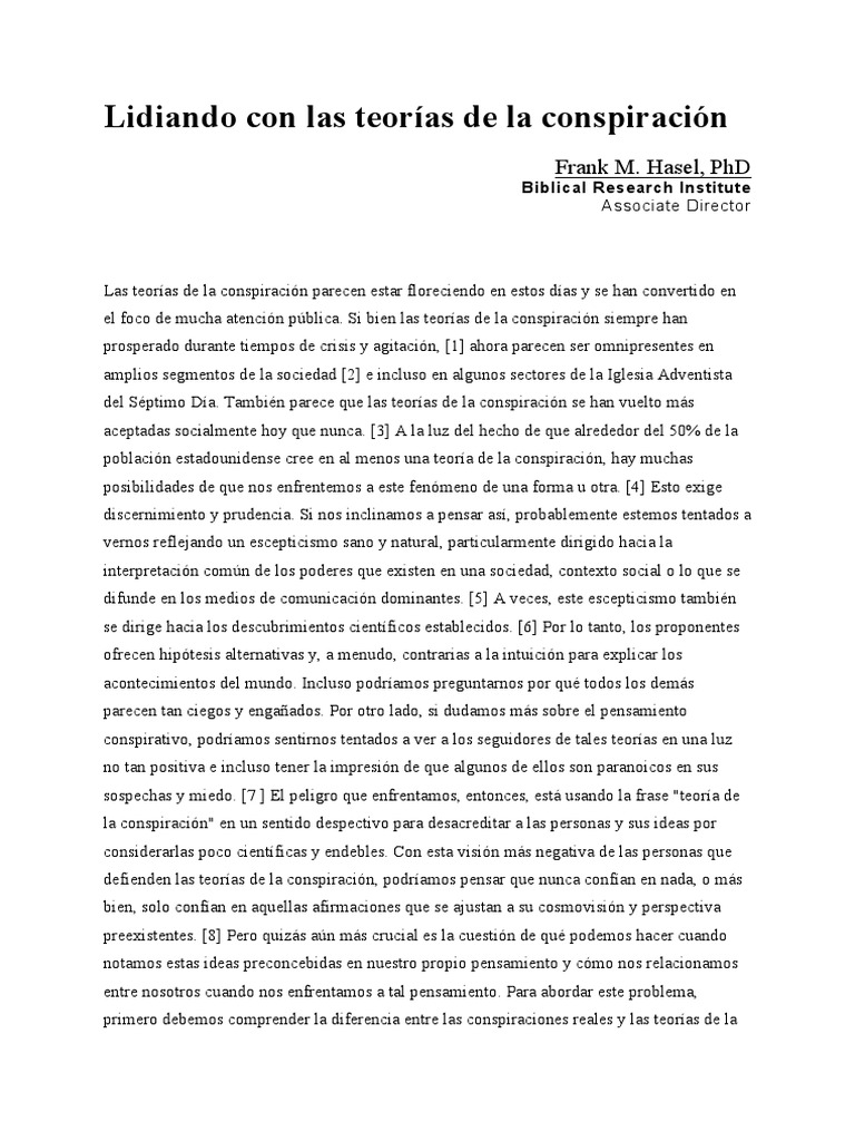 Frank M Hasel. Lidiando Con Las Teorías de La Conspiración | PDF ...