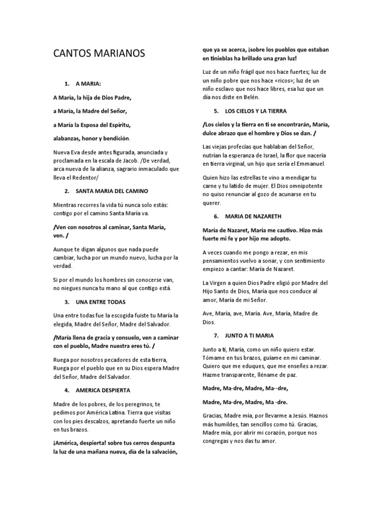 Cantos Marianos | PDF | María, madre de Jesús | Oración