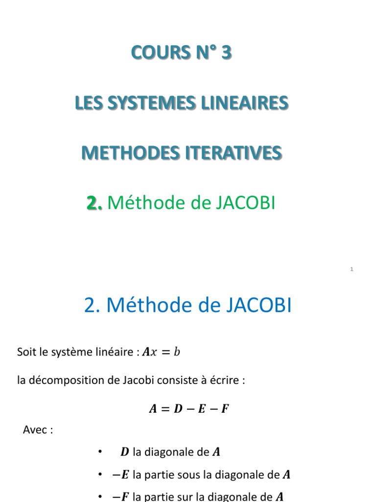 Exercices Corrigés Méthode de Jacobi | PDF | Analyse mathématique ...
