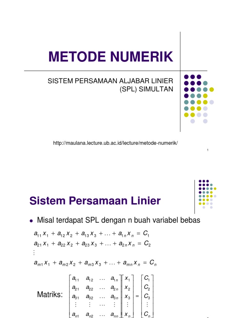 07 Sistem Persamaan Linier Simultan | PDF
