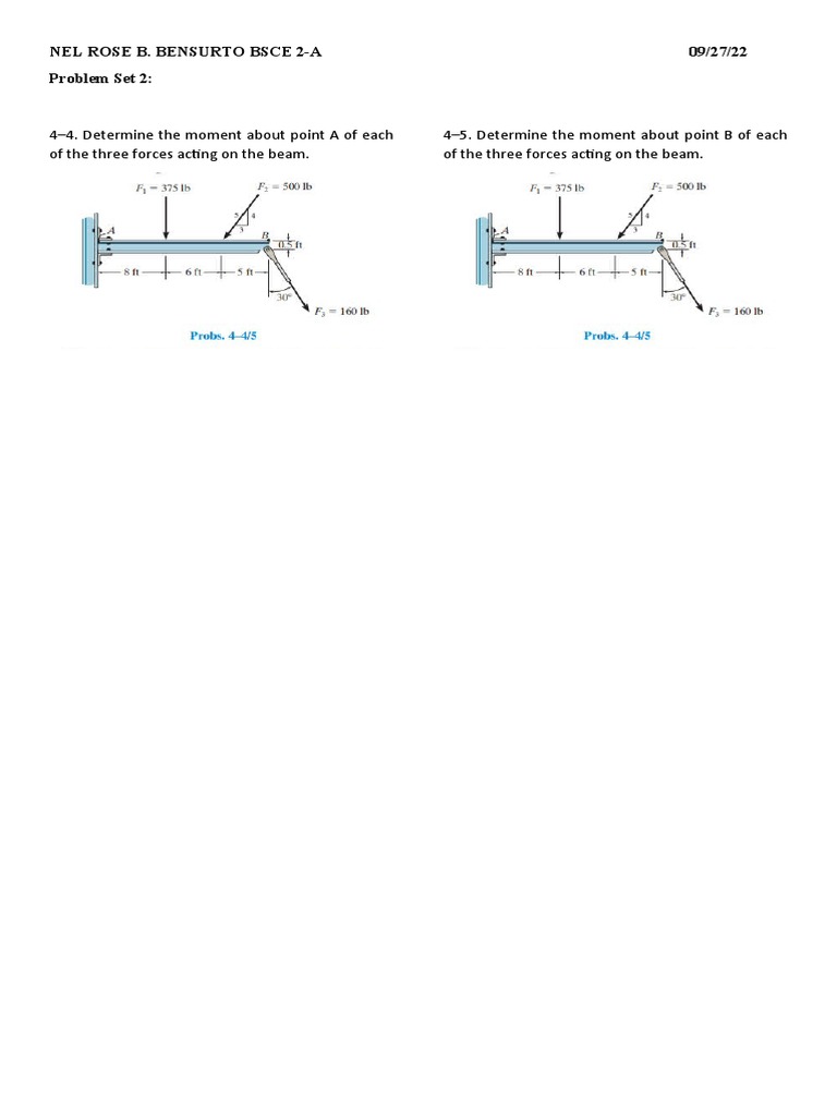 Problem Set 2 | PDF | Torque | Force