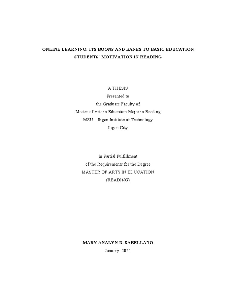 Master's Thesis Full Paper | PDF | Learning | Distance Education