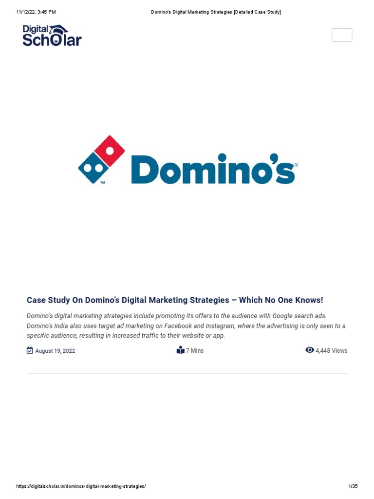 Domino's Digital Marketing Strategies (Detailed Case Study) | Download ...