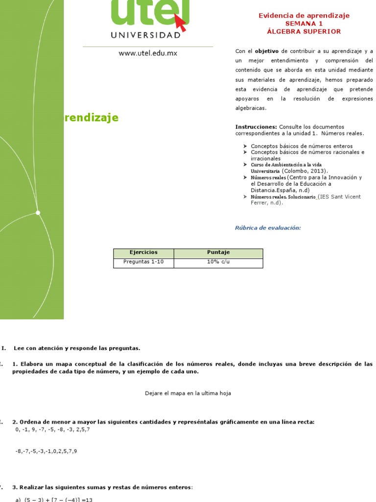 Álgebra Superior Semana 1 P | PDF | Raíz cuadrada | Entero