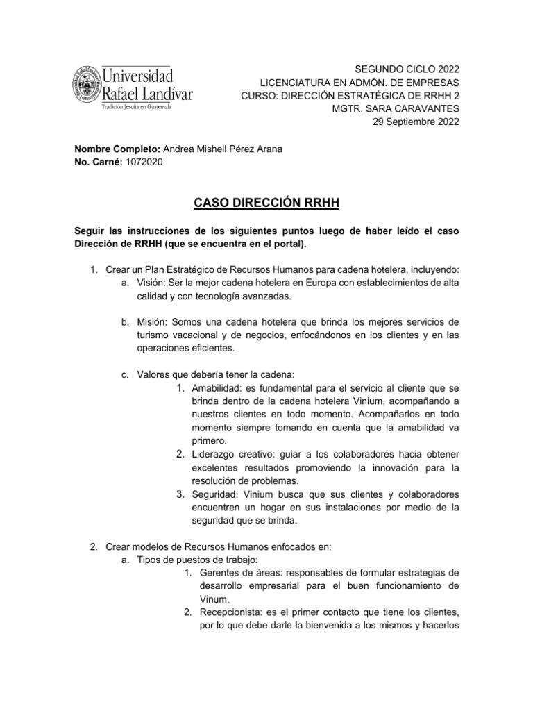 Plan estratégico de recursos humanos para una cadena hotelera europea | PDF | Gestión de ...